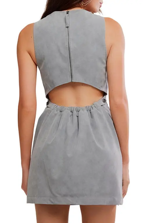 grey faux suede dress Rooftop Soiree Faux Suede Embellished Mini Dress main image 1