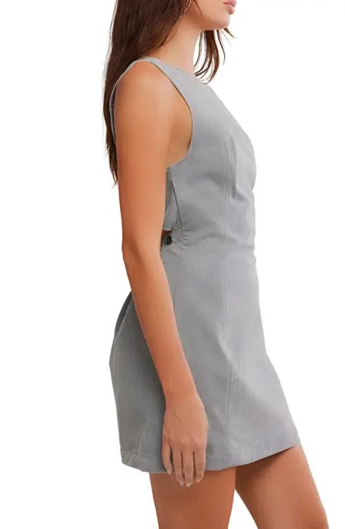 grey faux suede dress Heather Grey Faux Suede Short Sleeve Round Neck Fitted Mini Dress /1-2-2-1 main image 0