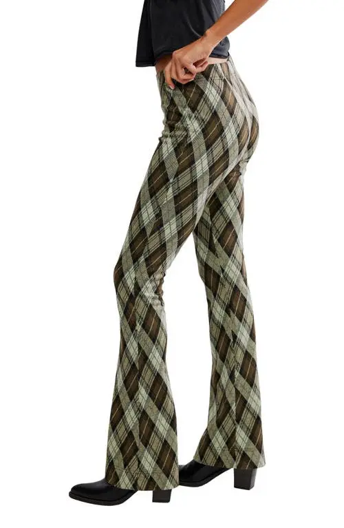Free People Chloe Plaid Flare Leg Knit Pants