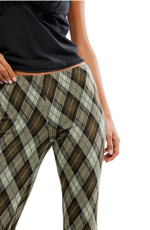 Free People Chloe Plaid Flare Leg Knit Pants