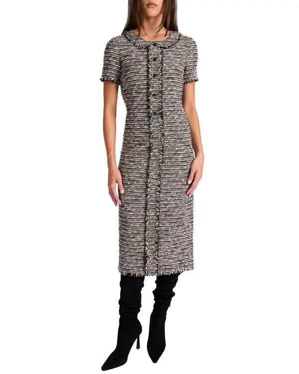 Santorelli Cass Midi Modern Tweed Sheath Dress