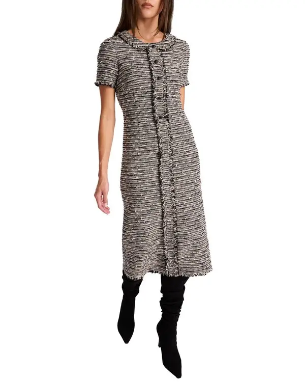 Santorelli Cass Midi Modern Tweed Sheath Dress