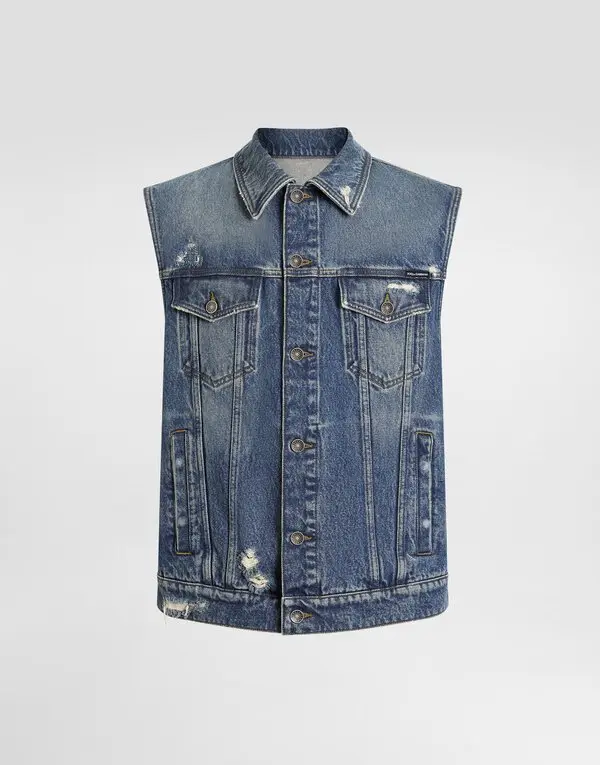 Dolce & Gabbana Sleeveless Cotton Denim Jacket - Multicolor