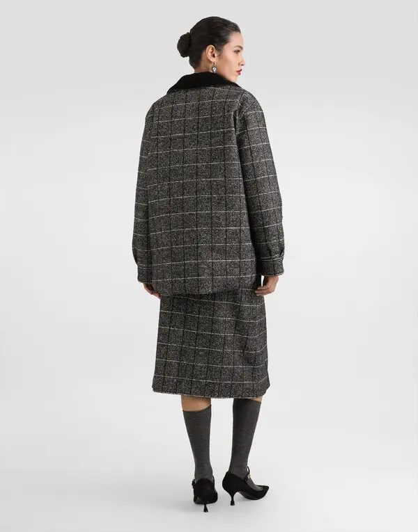 Dolce & Gabbana Wool Blend Check Skirt