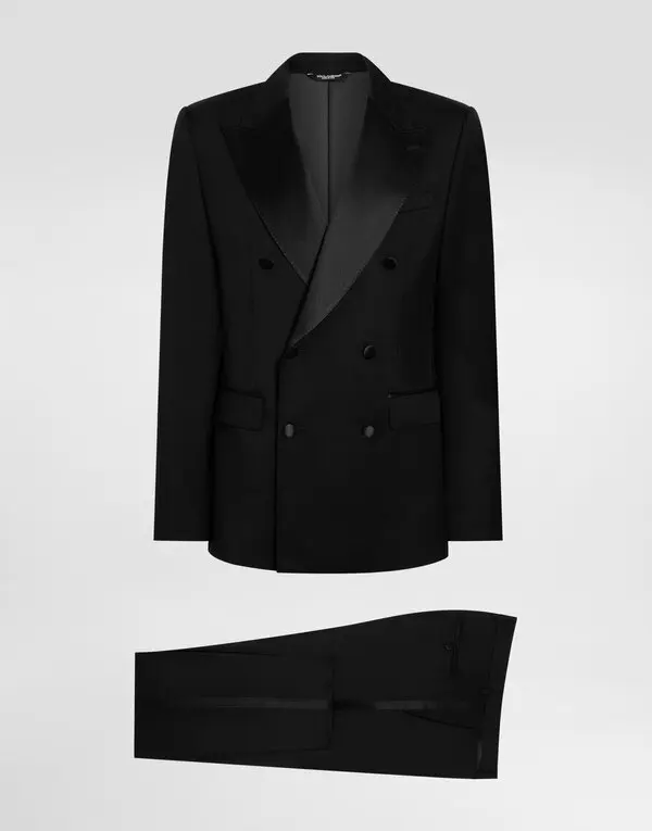 Dolce & Gabbana 3-piece Double-breasted Wool Gabardine Suit - Black