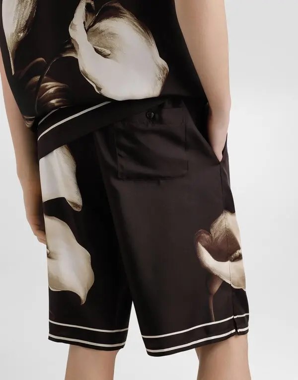 Dolce & Gabbana Calla Lily Silk Twill Bermuda Shorts