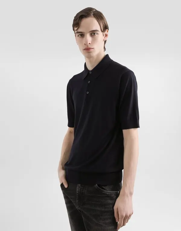 Dolce & Gabbana Fine-gauge Wool Polo Shirt - Blue