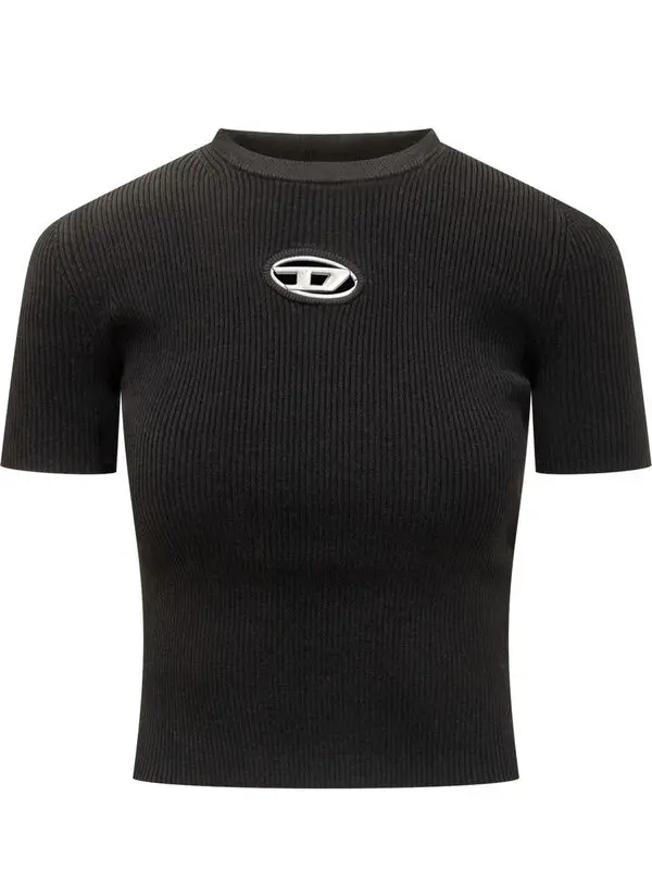 Diesel Fitted Top With Front Logo - Black