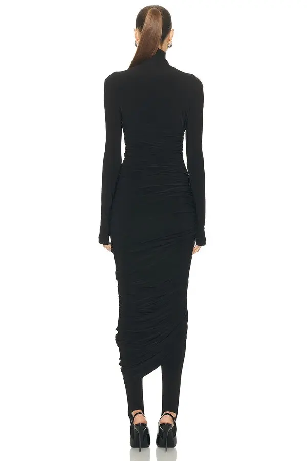 Norma Kamali Long Sleeve Turtleneck Strapless Diana Gown