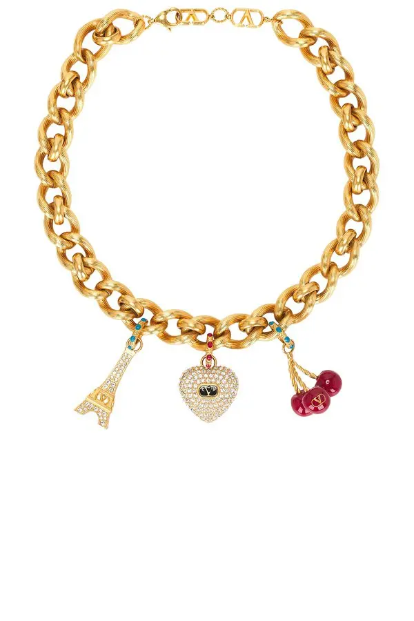 Valentino Garavani Chez Necklace - Antique Brass  Multicolor  & Crystal