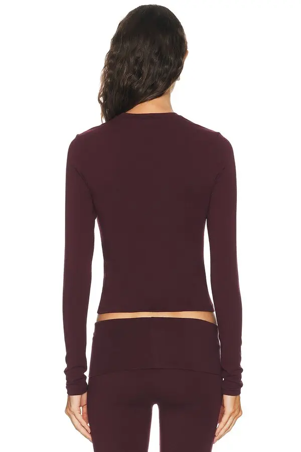 SKIMS Cotton Jersey Long Sleeve T-shirt - Currant