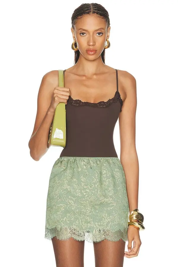 SKIMS Fits Everybody Lace Cami Bodysuit - Espresso