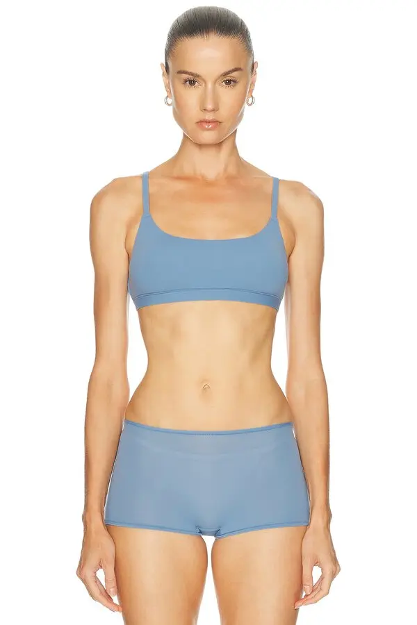 SKIMS Fits Everybody Scoop Neck Bralette In Blue - Arctic
