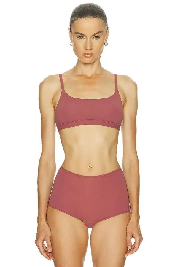 SKIMS Fits Everybody Scoop Bralette In Chocolate - Beet