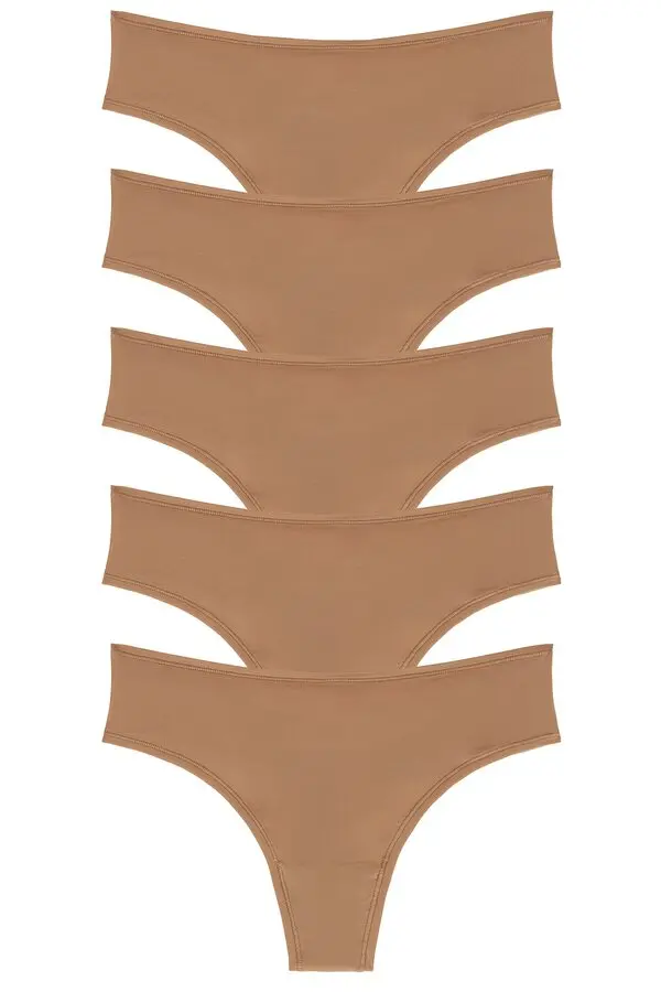 SKIMS Fits Everybody 5 Pack Thong In Neutral - Sienna