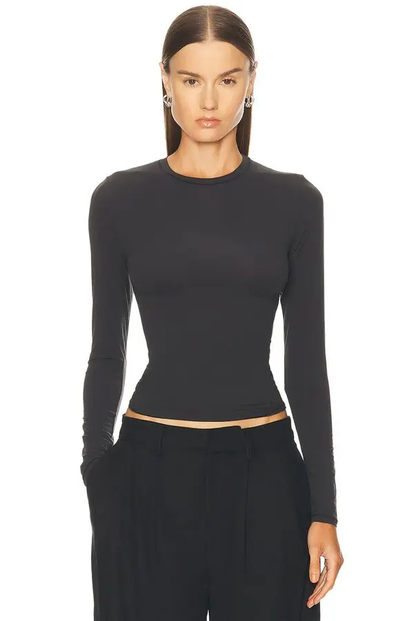 SKIMS Fits Everybody Long Sleeve T-shirt - Onyx