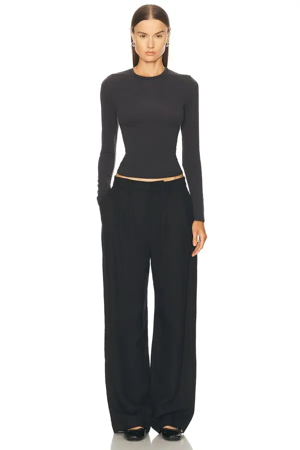 SKIMS Fits Everybody Long Sleeve T-shirt - Onyx