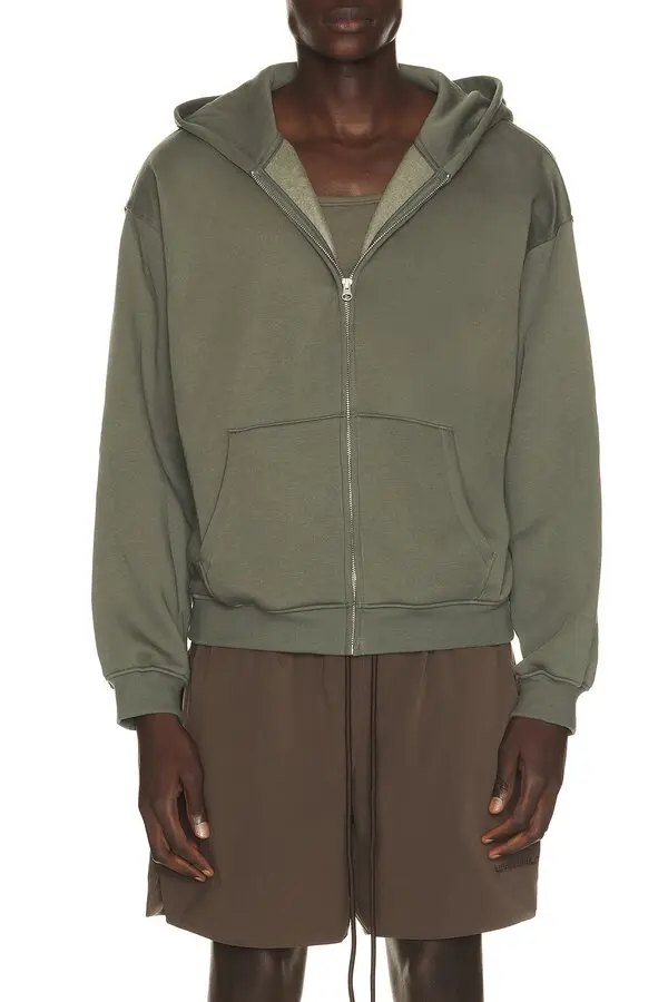 SKIMS Fleece Lounge Relaxed Zip Up Hoodie - Jungle