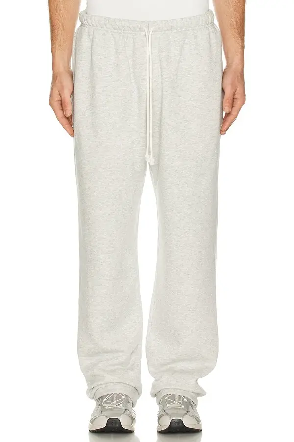 SKIMS Fleece Straight Leg Pant In Black - Light Heather Grey