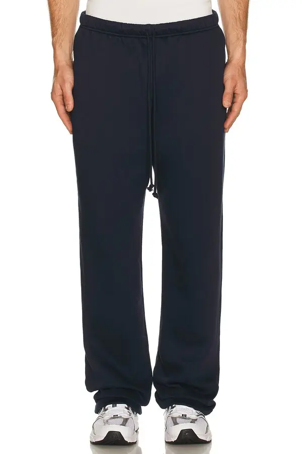 SKIMS Fleece Straight Leg Pant In Black - Navy