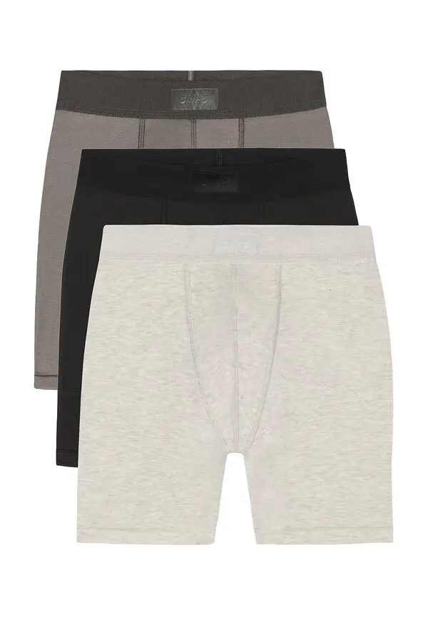 SKIMS 3 Pack Boxer Brief 5 In Grey - Heather Multi