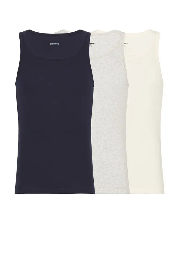 SKIMS Cotton Rib Tank 3-pack - Ecru Multi