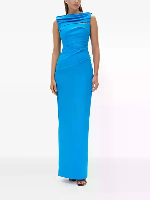 Rachel Gilbert Camille Cowl-neck Draped Gown