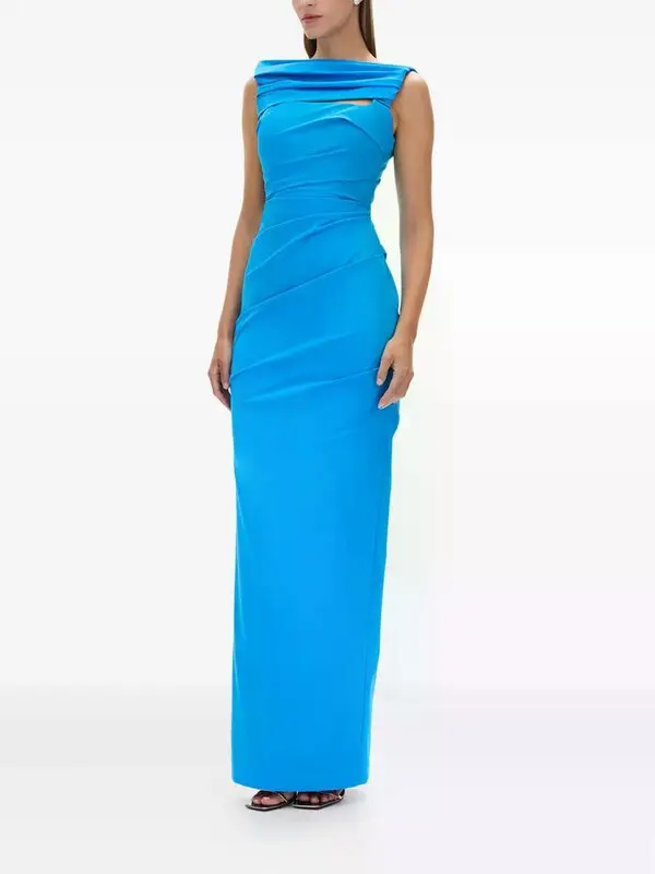 Rachel Gilbert Camille Cowl-neck Draped Gown