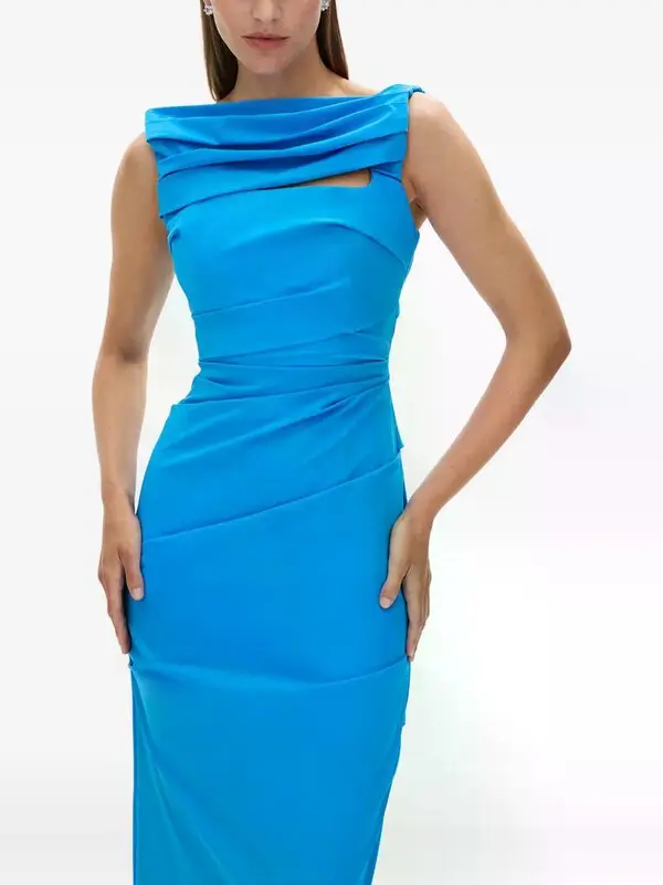 Rachel Gilbert Camille Cowl-neck Draped Gown