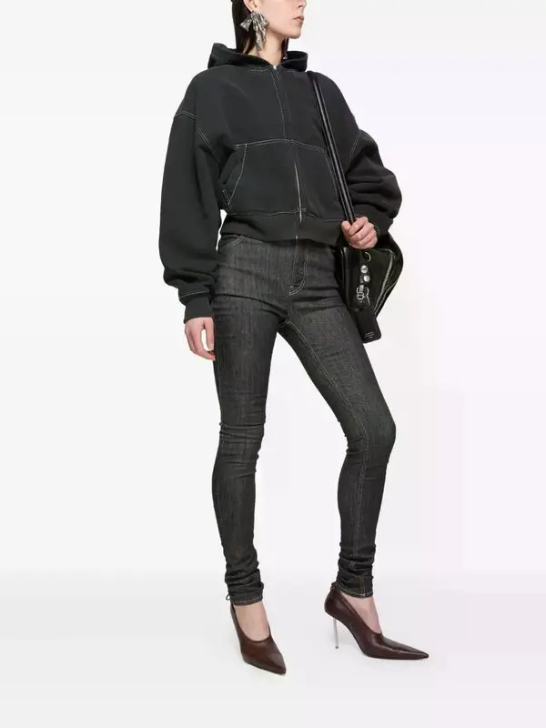 Acne Studios Contrast-Stitch Zip-Up Hoodie In Black - 40% Off