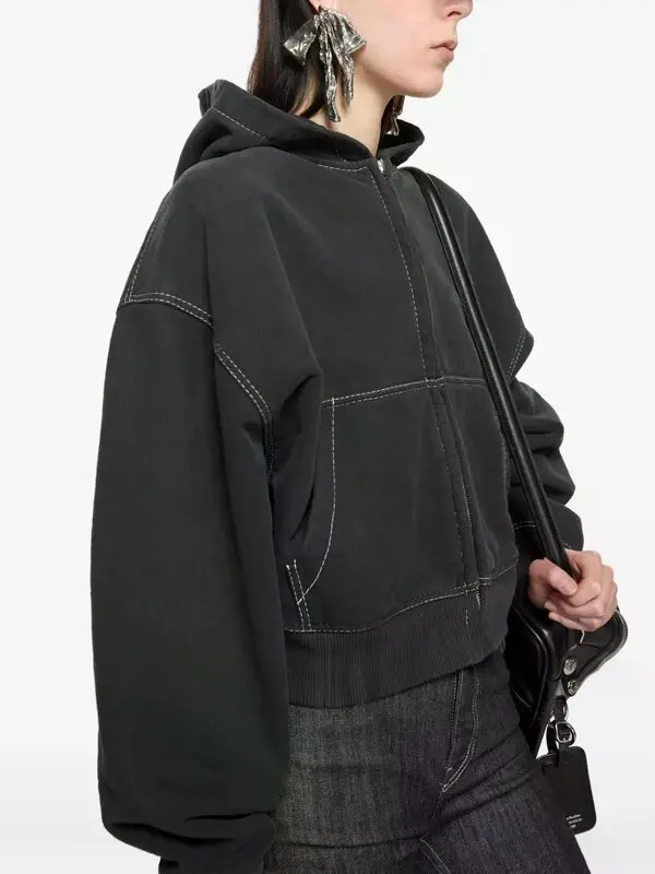 Acne Studios Contrast-Stitch Zip-Up Hoodie In Black - 40% Off