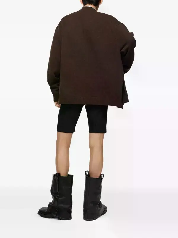 Acne Studios Embroidered-logo Buttoned Cardigan - Brown