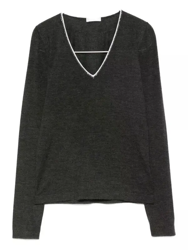 Brunello Cucinelli V-neck Embellished Sweater