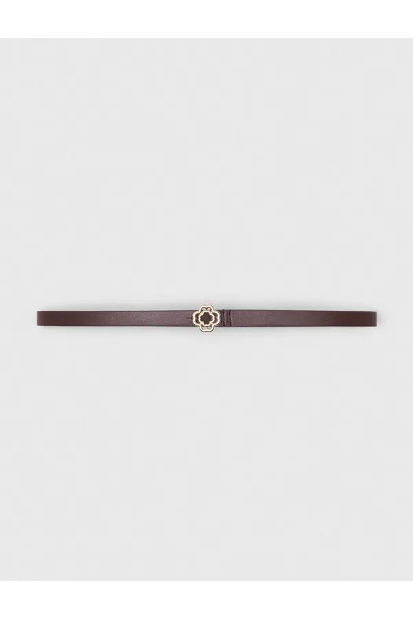 Maje Slim Clover Leather Belt - Gold