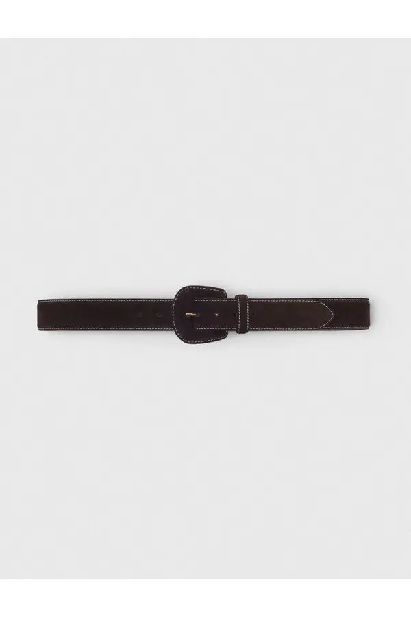 Maje Suede Belt - Brown