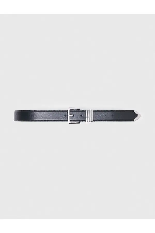 Maje Leather Belt With Metal Buckle - Black