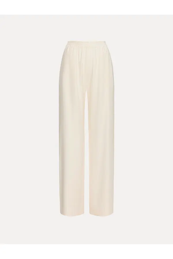 Oscar De La Renta Silk Georgette Wide Leg Pant