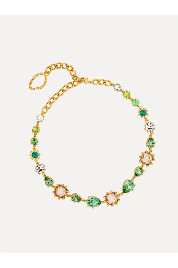 Oscar De La Renta Faceted Crystal Necklace - Green