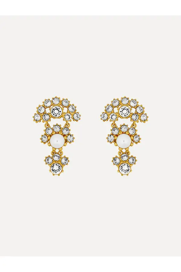 Oscar De La Renta Faceted Crystal Arch Drop Earrings - Gold