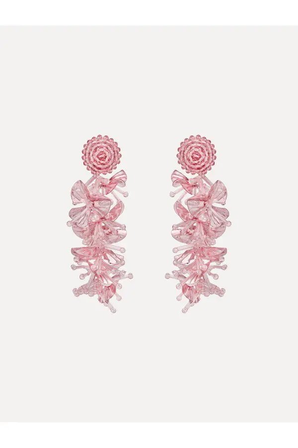 Oscar De La Renta Sequin Tassel Clip-on Earrings - Floral