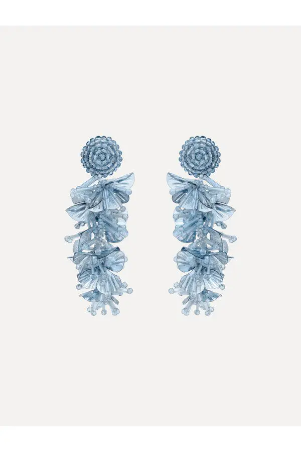 Oscar De La Renta Sequin Tassel Clip-on Earrings - Floral