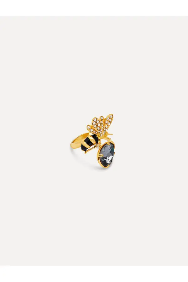 Oscar De La Renta Bee Crystal Ring - Gold