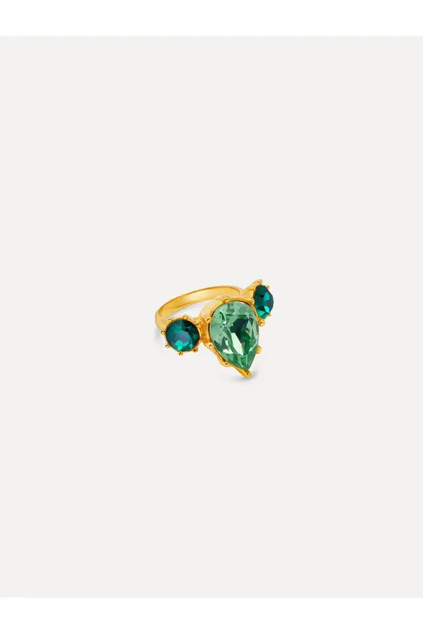 Oscar De La Renta Faceted Crystal Statement Ring - Gold