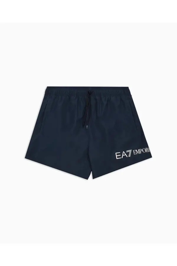 Emporio Armani Ea7 Swim Trunks With Logo - Blue