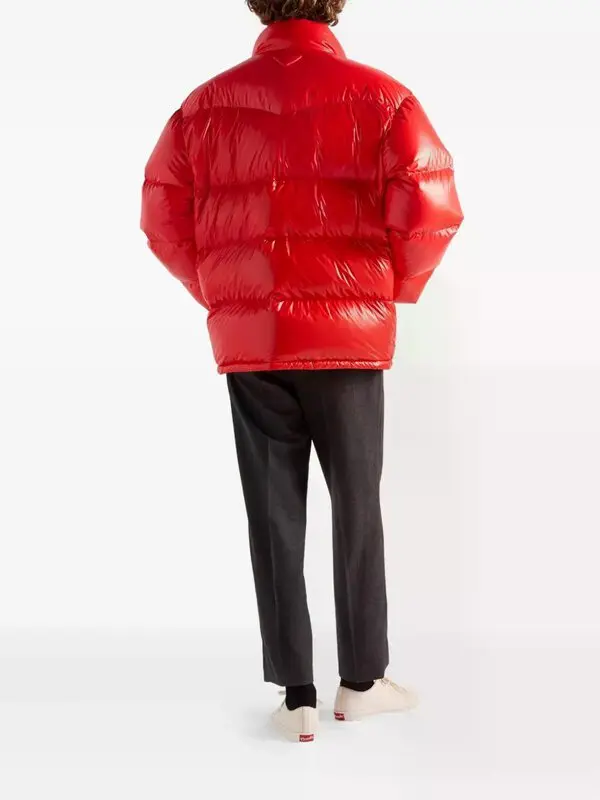 Prada Stand-up Collar Puffer Jacket - Red