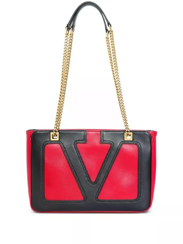 Valentino Garavani V-Logo Chain Tote Bag - Red - 10% Off