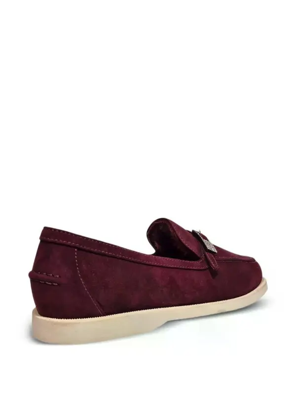 LE SILLA Crystal-buckle Suede Loafers