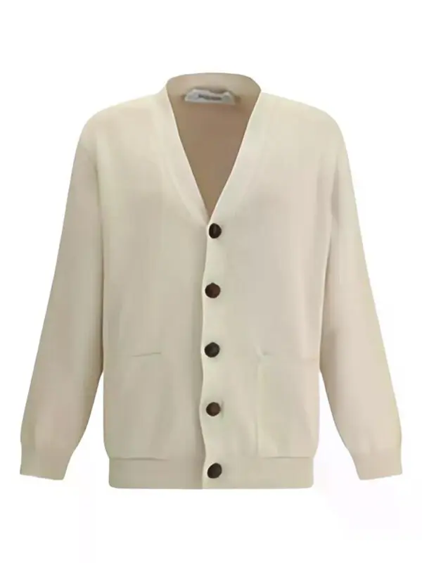 GOLDEN GOOSE Ribbed Back-logo Cardigan - Neutrals