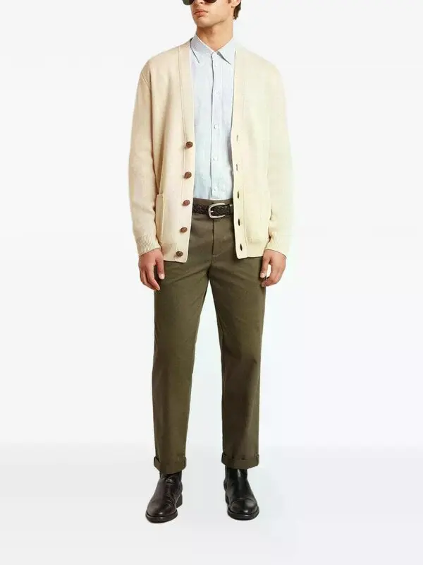 GOLDEN GOOSE Ribbed Back-logo Cardigan - Neutrals