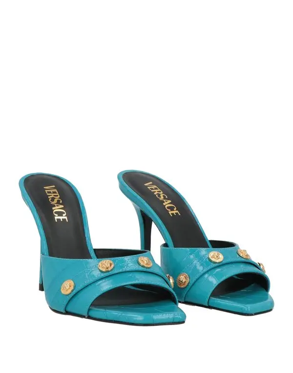 Versace Sandals In Calfskin With Studs And Crocodile Print